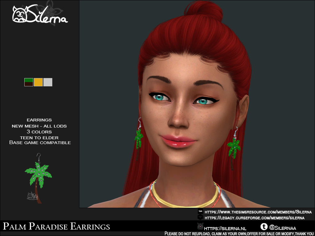 Palm Paradise Earrings - The Sims 4 Create a Sim - CurseForge